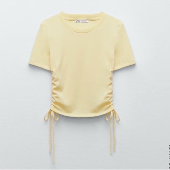 Zara | Tops | Zara Ruched Ribbed Top | Poshmark